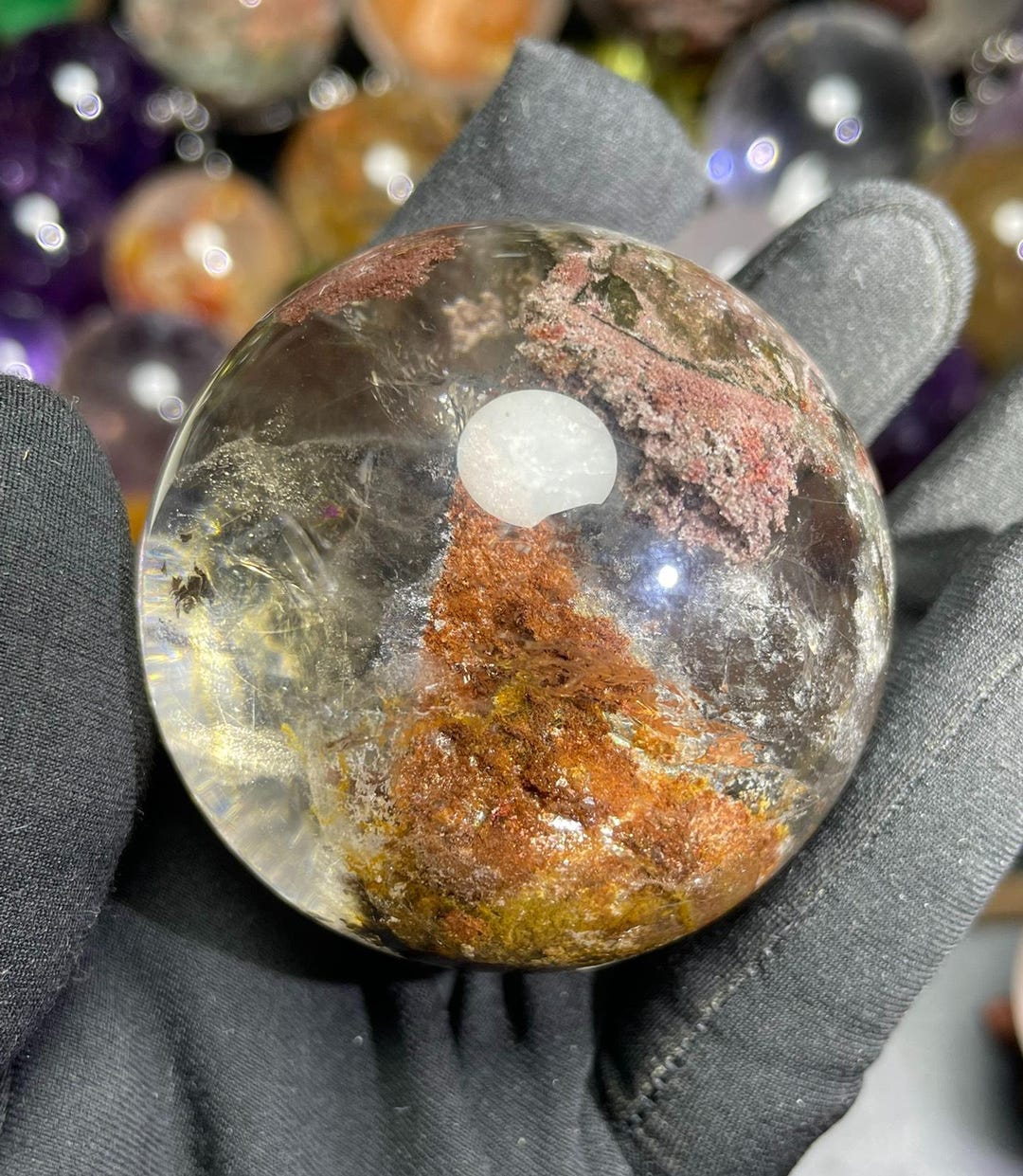 Beautiful 55mm Yellow Garden Sphere, Lodolite Crystal Sphere, Phantom ...