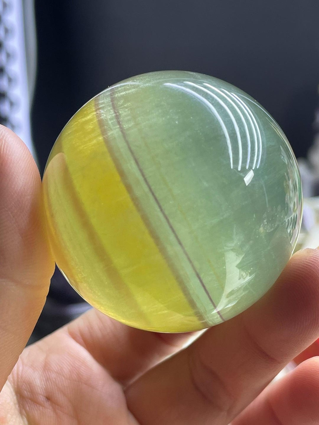 Beautiful 49mm Transparent Candy Fluorite Sphere, Fluorite Crystal Ball ...