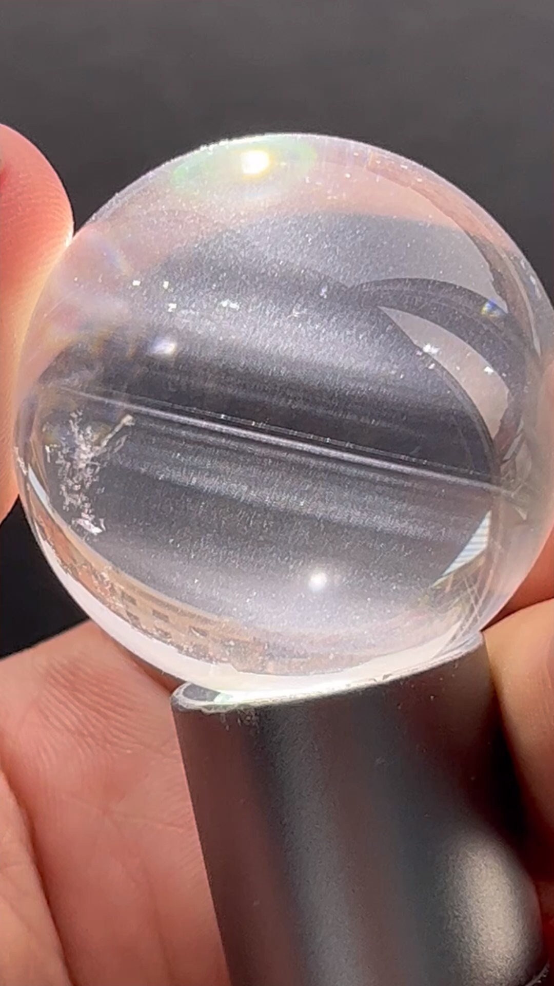 Beautiful 36mm Clear Quartz Sphere, White Thousand Layer Crystal Ball ...