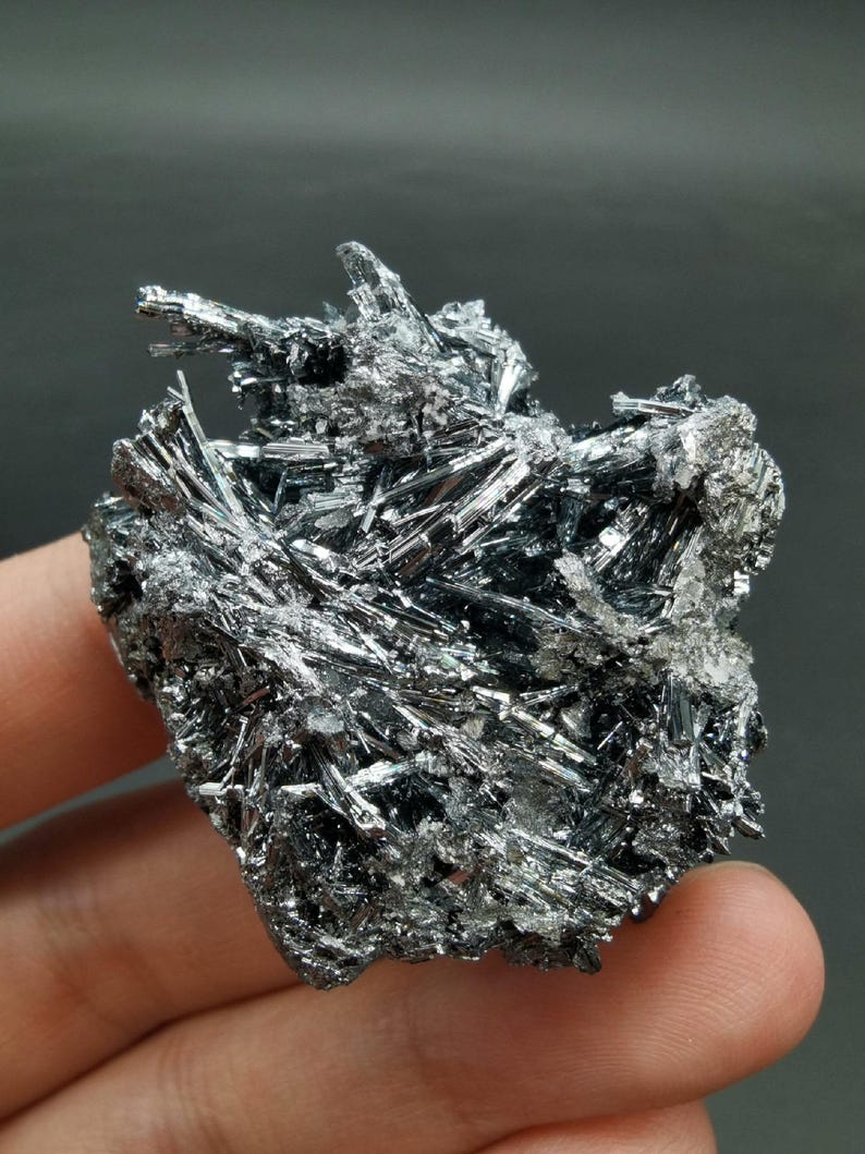 Dark Blue Raw Stibnite Crystals From Hunan Province, China, Raw ...