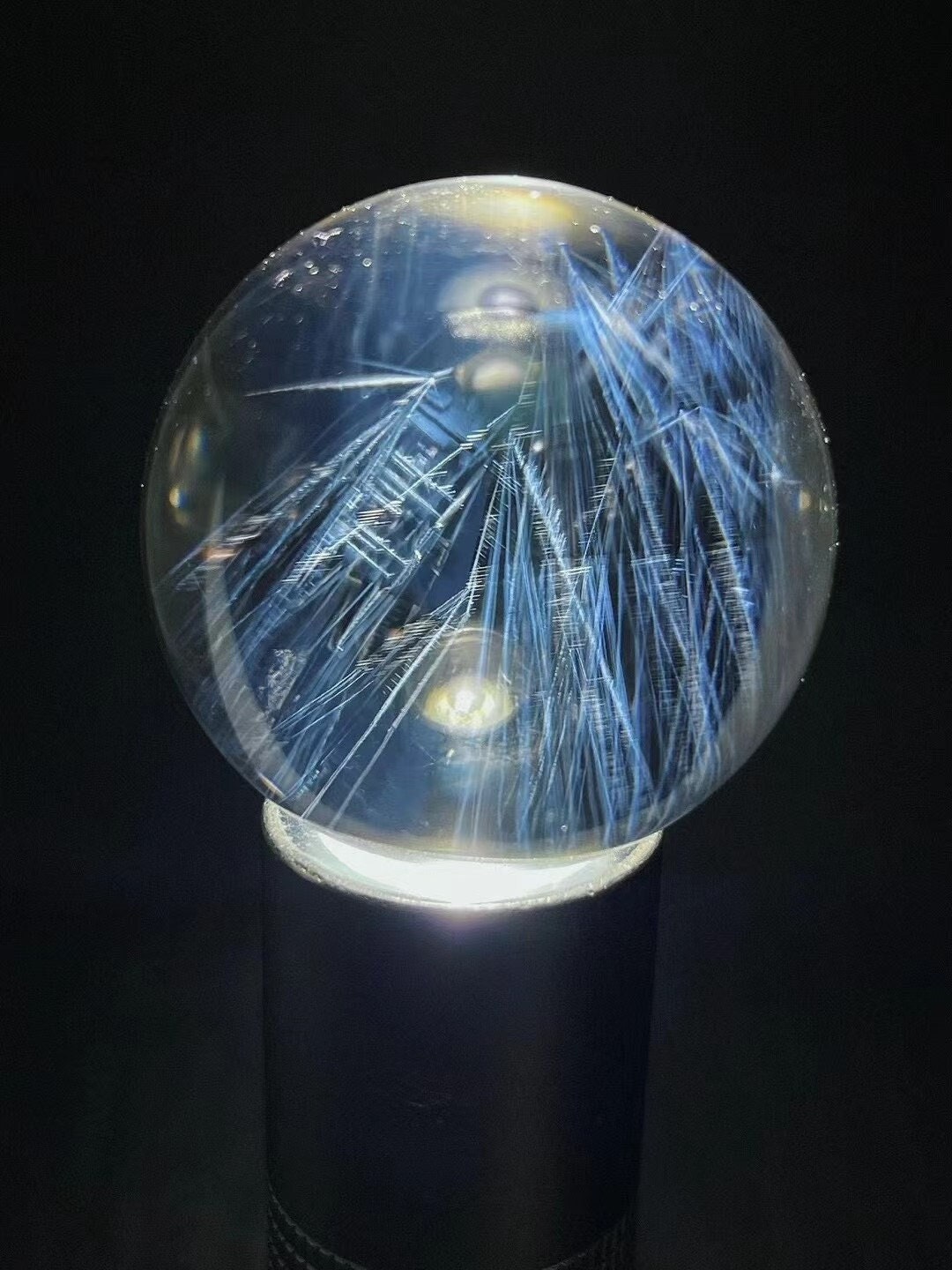 Beautiful 39mm Natural Blue Rutiles Crystal Shpere Ball, Clear Quartz ...