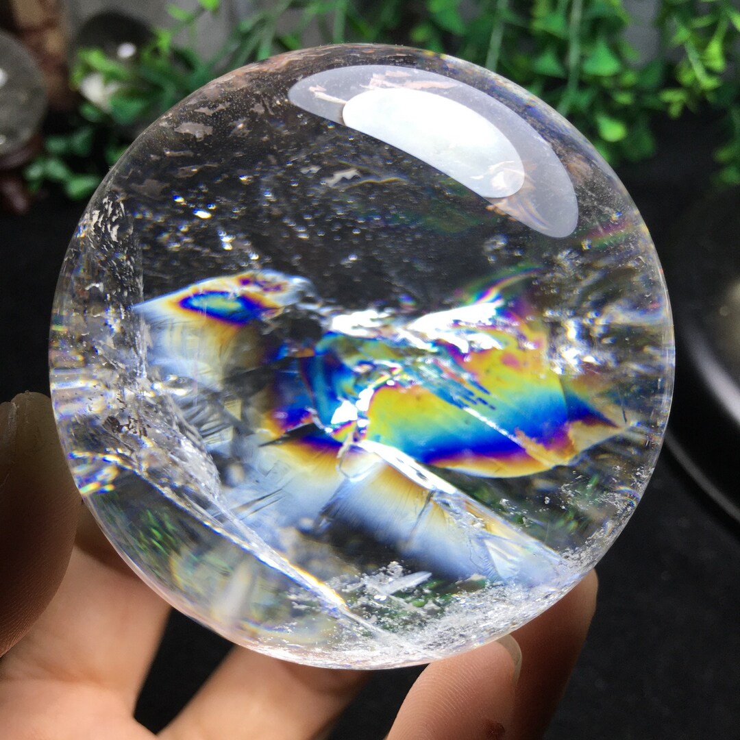 Beautiful 67mm Rainbw Clear Quartz Sphere, Natural Water Clear Rainbow ...