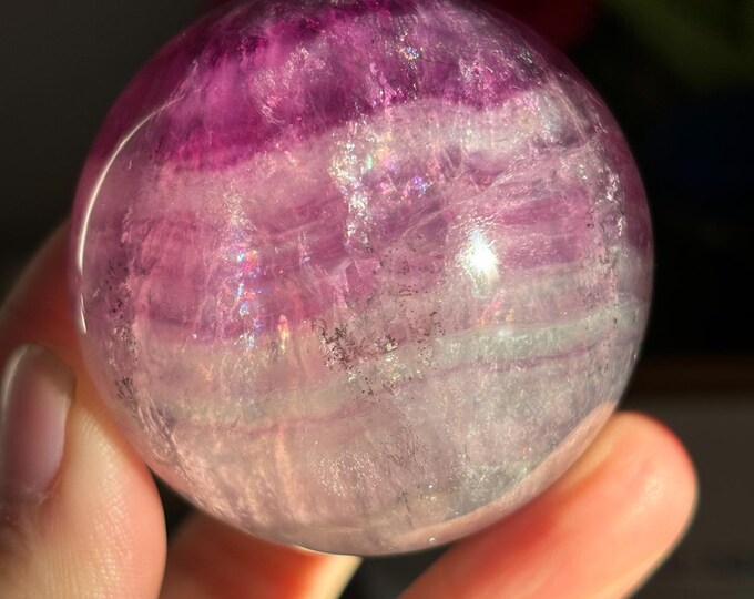 Beautiful 50mm Thousand Layer Candy Fluorite Sphere, Transparent Purple ...