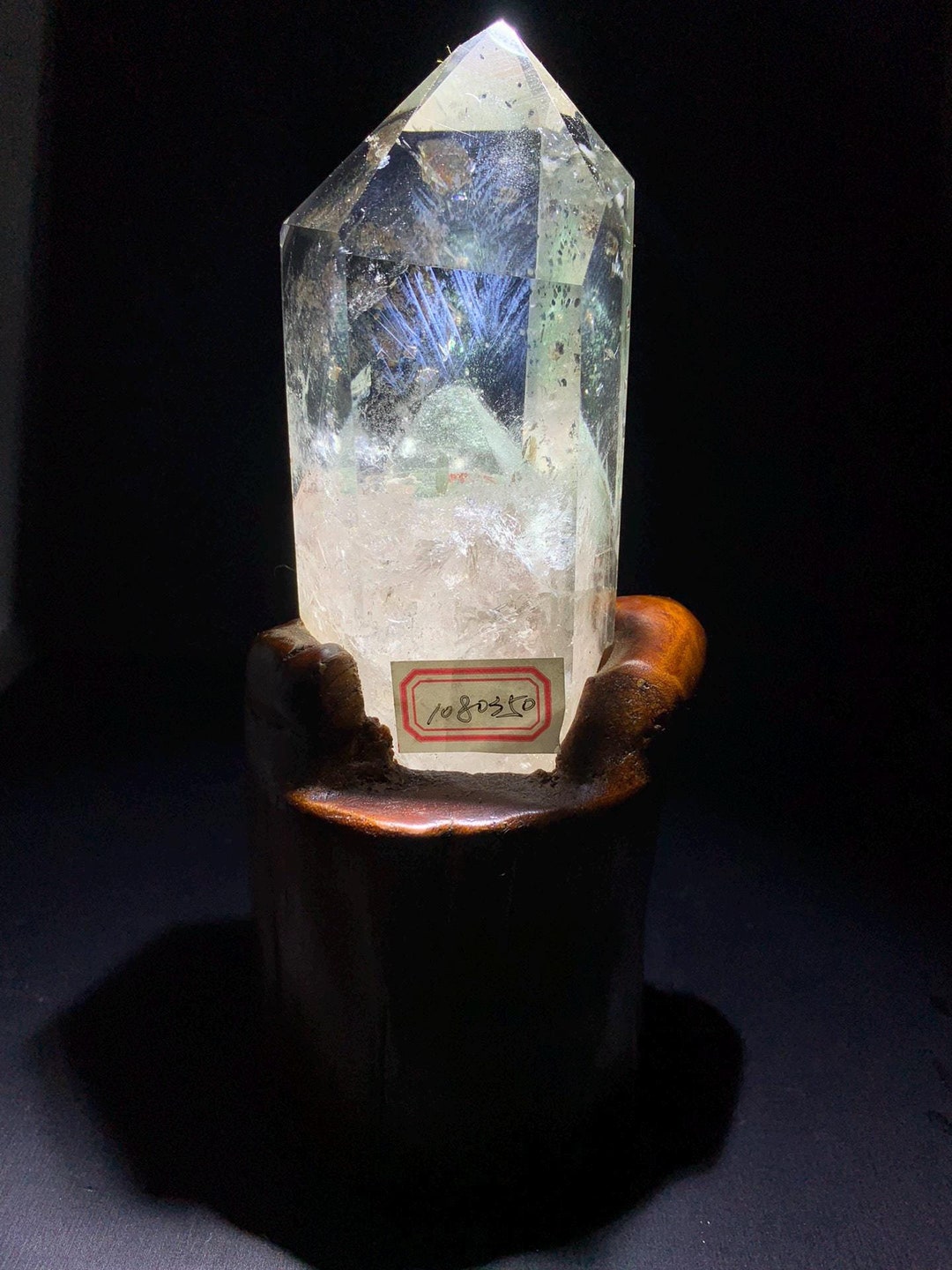 Rare Find Clear Quartz Tower With Blue Rutiles and Green Phantom Quartz ...