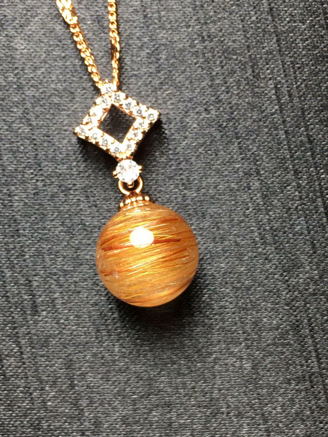 Copper Rutilated Quartz Necklace, Gold Plated Rutile Quartz Crystal, 11 ...
