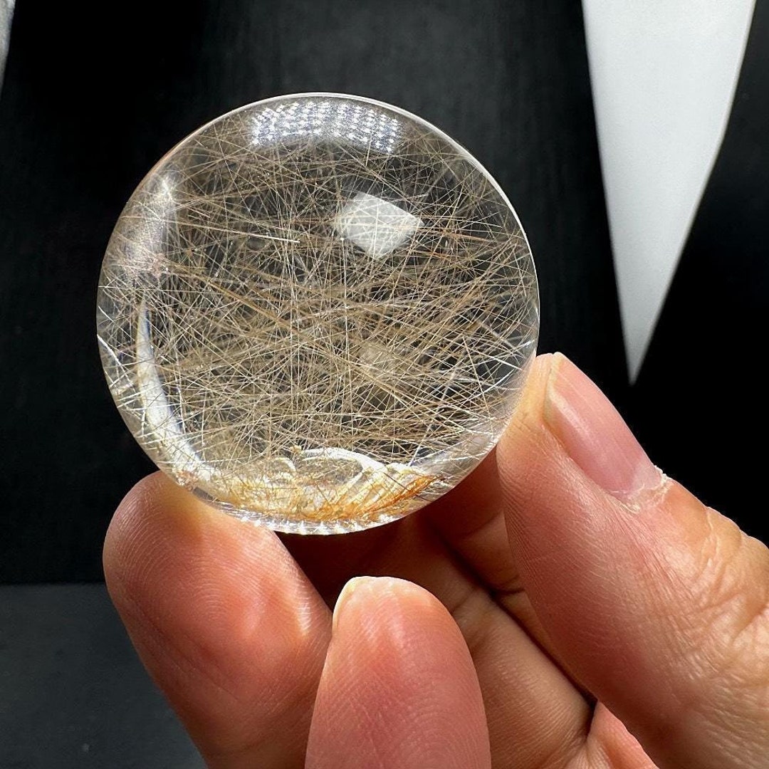 Beautiful 40mm Gold Rutilated Quartz Sphere, Gold Needle Crystal Ball ...