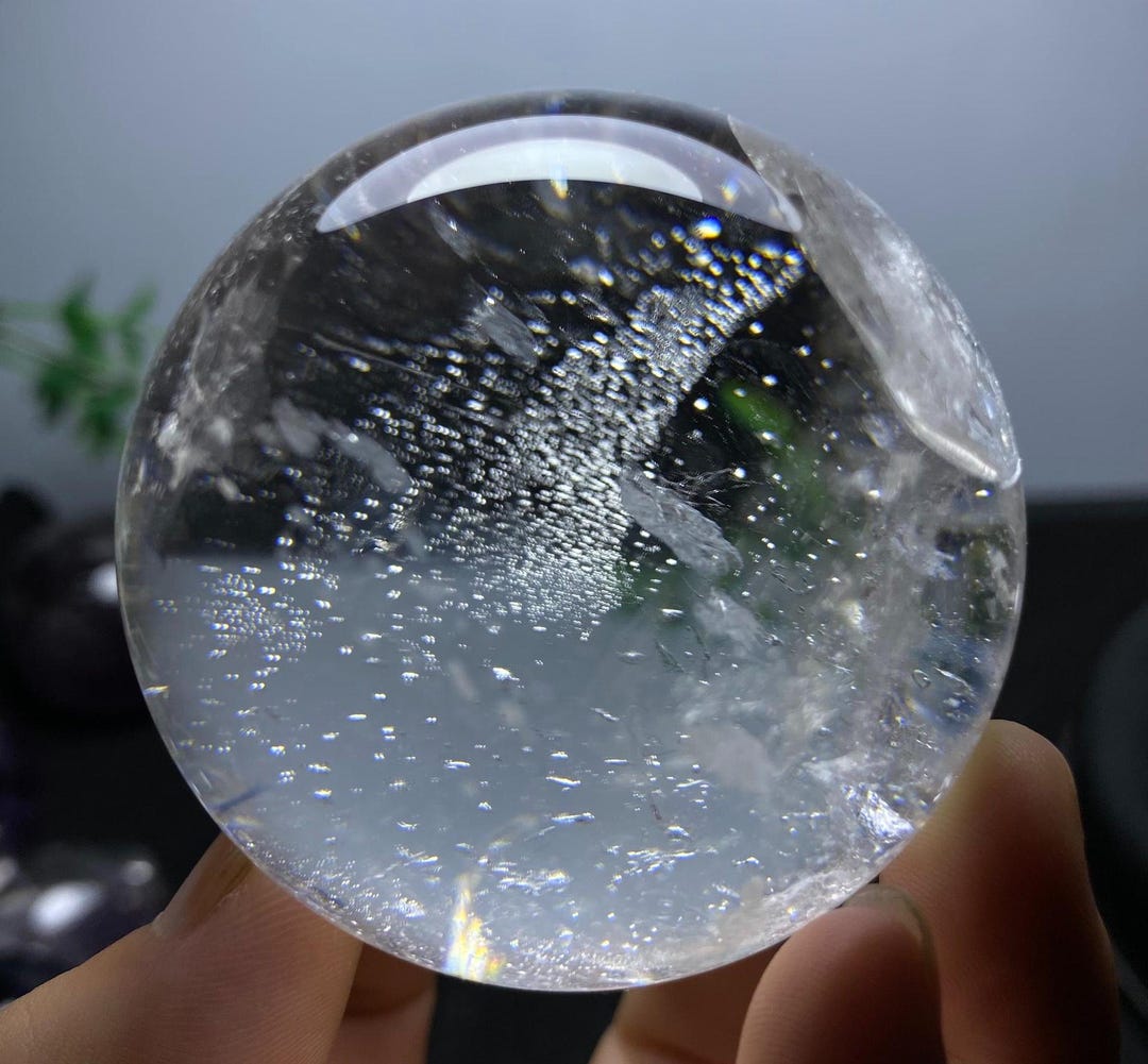 Beautiful 54mm Clear Crystal Sphere, Water Clear Crystal Sphere, White ...