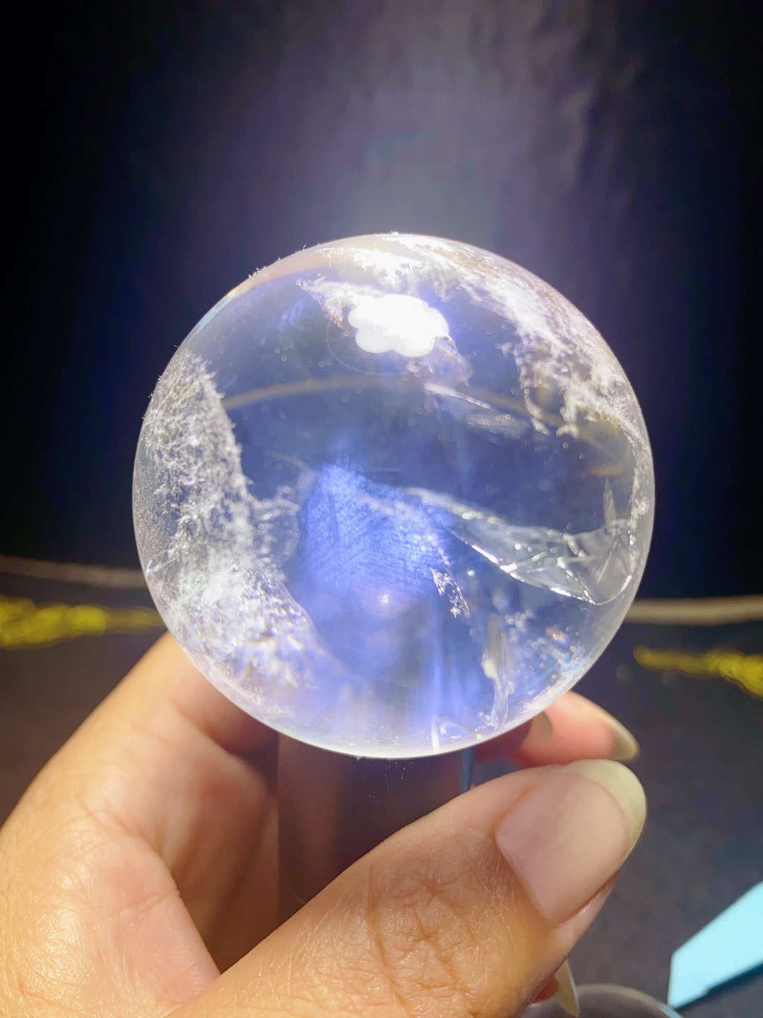 Beautiful 52mm Natural Blue Rutiles Crystal Shpere Ball, Clear Quartz ...