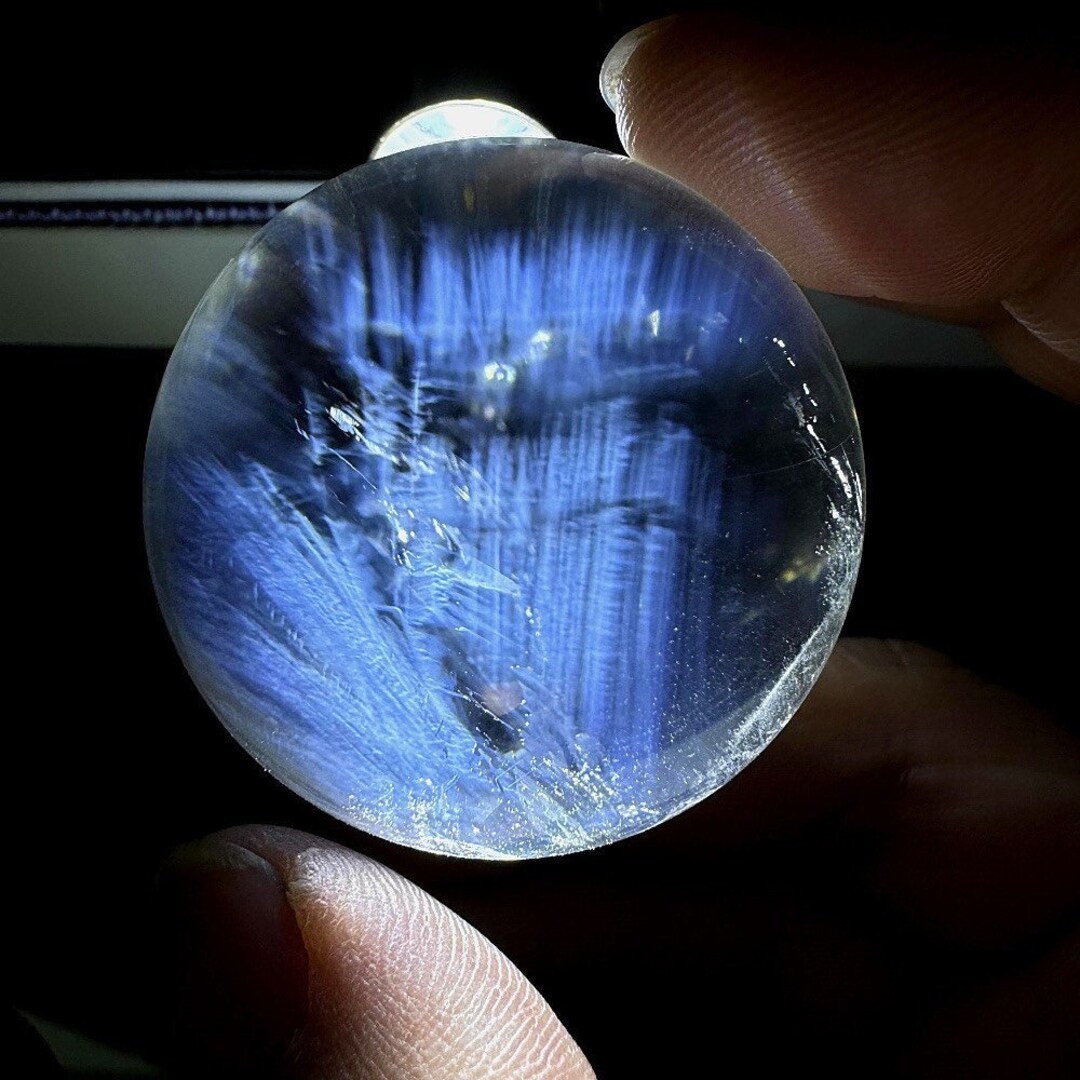 Beautiful 38mm Natural Blue Rutiles Crystal Shpere Ball, Rainbow Clear ...