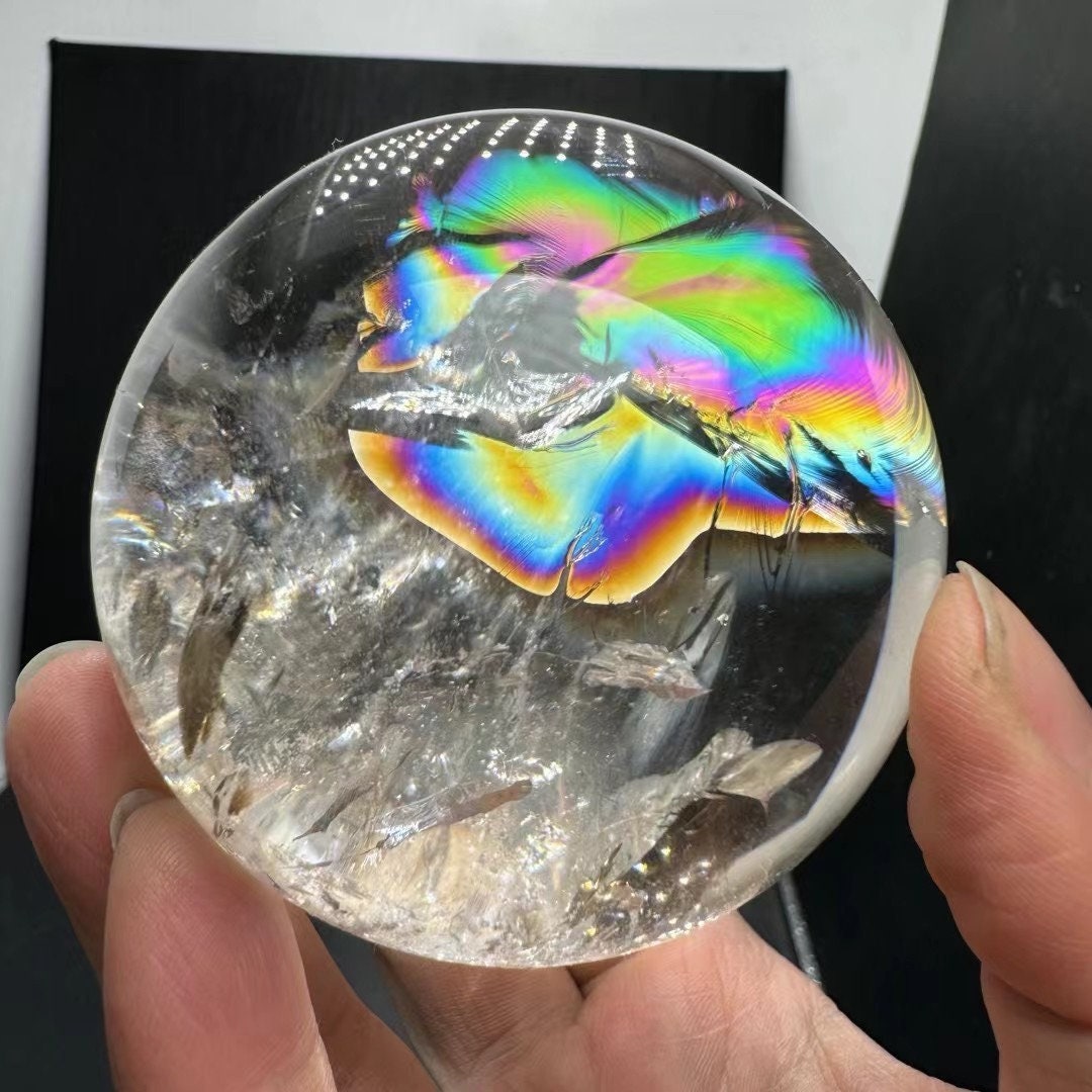Beautiful 70mm Large Rainbow Clear Quartz Sphere, Natural Water Clear ...