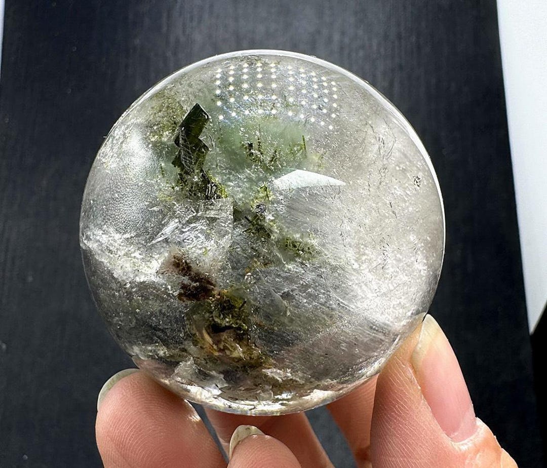 57mm Green Phantom Quartz Sphere, Garden Quartz Orb, Lodolite Crystal ...