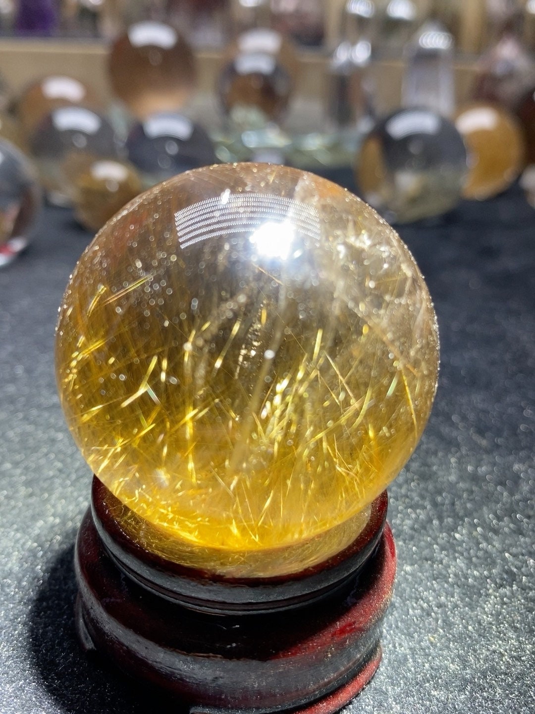 Beautiful 42mm Gold Rutilated Quartz Sphere, Gold Needle Crystal Ball ...