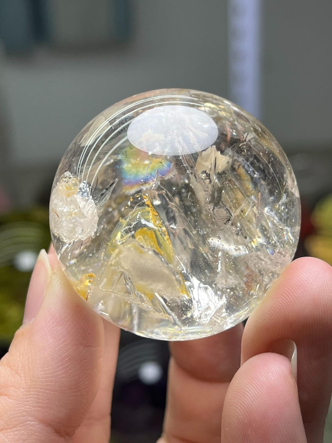 Beautiful 44.5mm Clear Quartz Sphere, Elestial Quartz Crystal Quartz ...