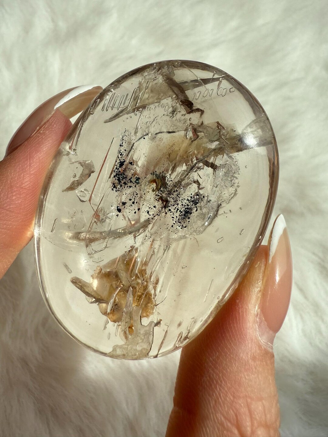 Beautiful Enhydro Quartz Crystal Palm Stone, Enhydro Crystal Quartz ...
