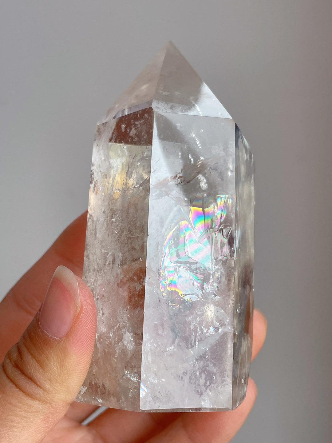 Beautiful Clear Quartz Point Tower, Rainbow Clear Healing Crystals ...
