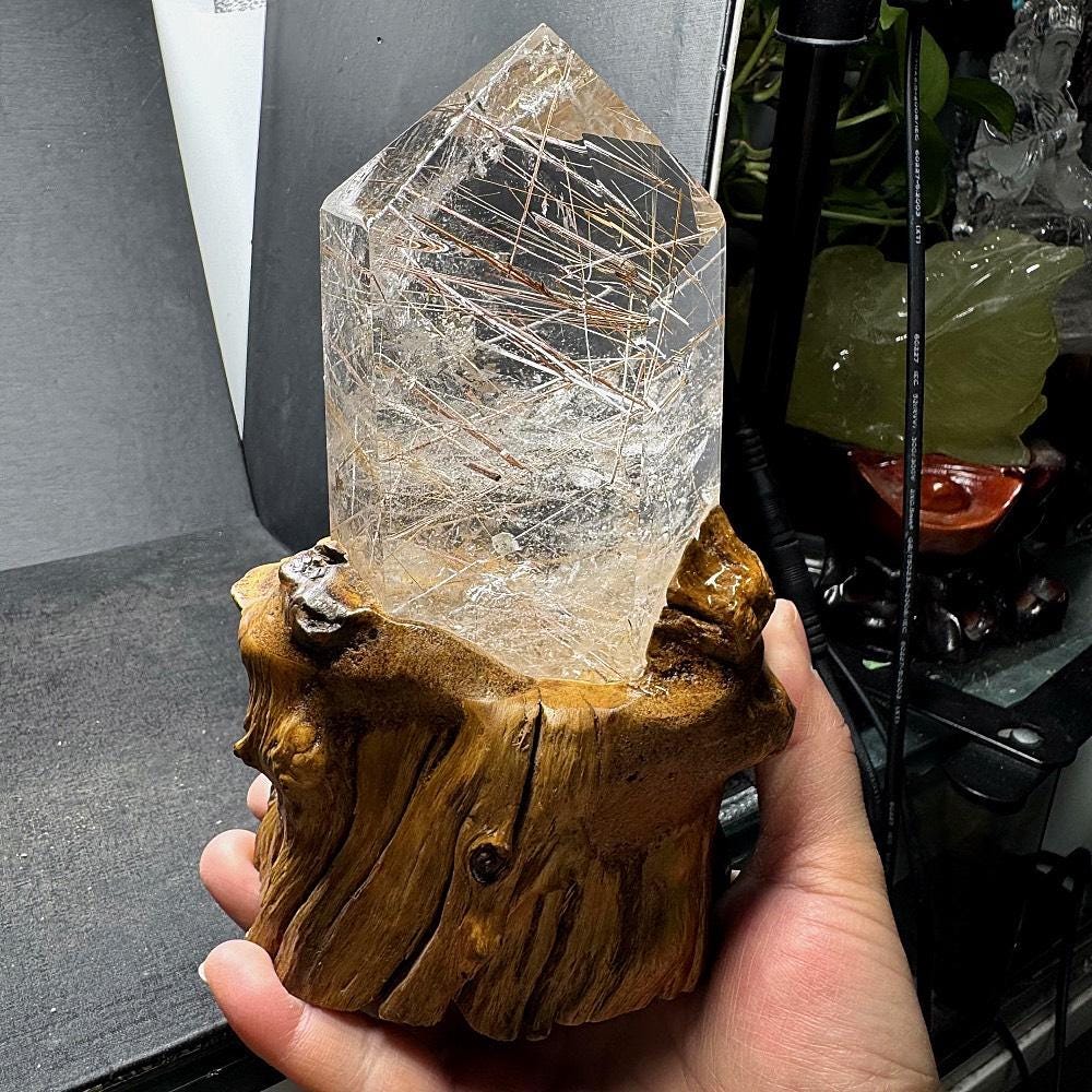 Gold Rutilated Tower, Rutile Crystal Tower/gold Needles Crystal Wand ...