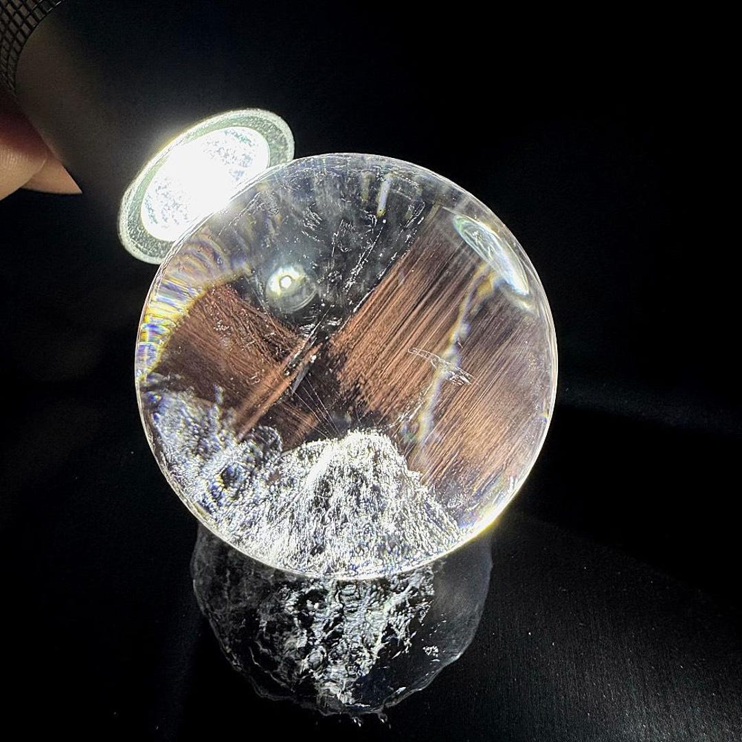 Rare Find 42mm Red Rutiles Crystal Sphere Ball, Clear Quartz Sphere ...
