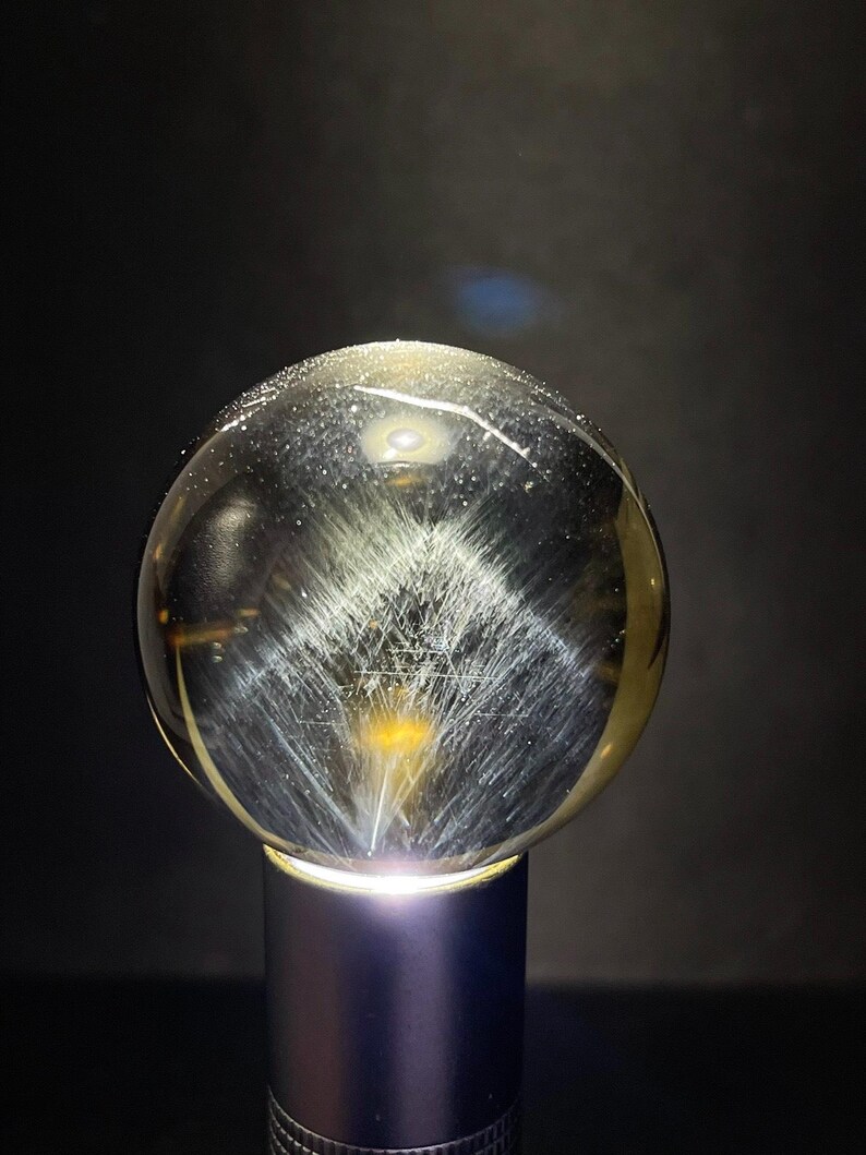 46mm Blue Angel Needle Citrine Crystal Sphere From Brazil, Pyramid ...