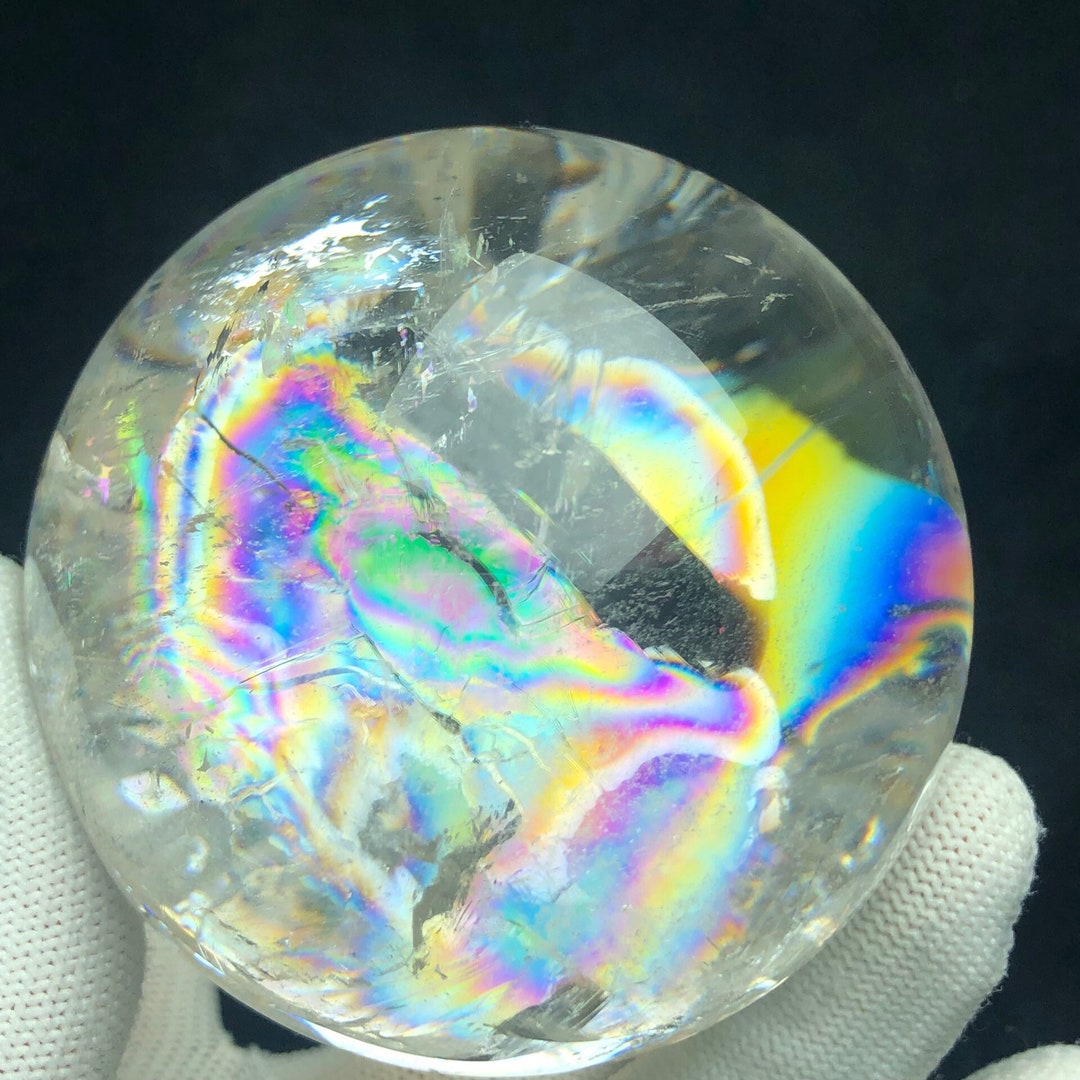Beautiful 66mm Rainbow Clear Quartz Sphere, Natural Water Clear Rich ...