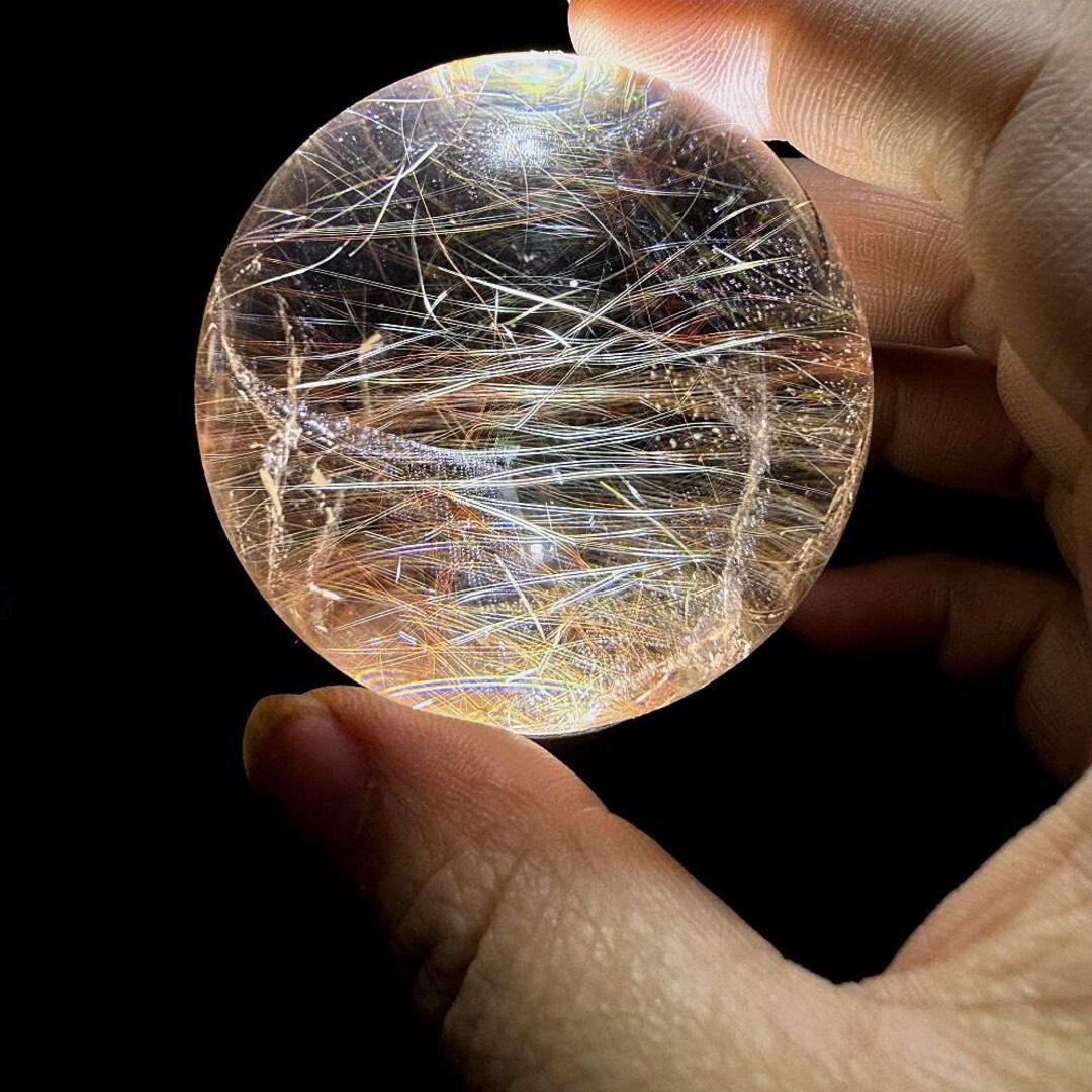 57mm Red Rutilated Quartz Sphere, Red Needle Crystal Ball, Quality ...