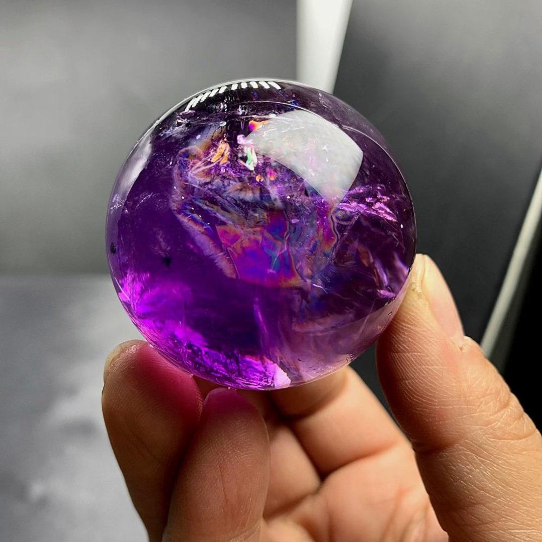 Beautiful 47mm Deep Imperial Purple Amethyst Sphere, Rainbow Amethyst ...