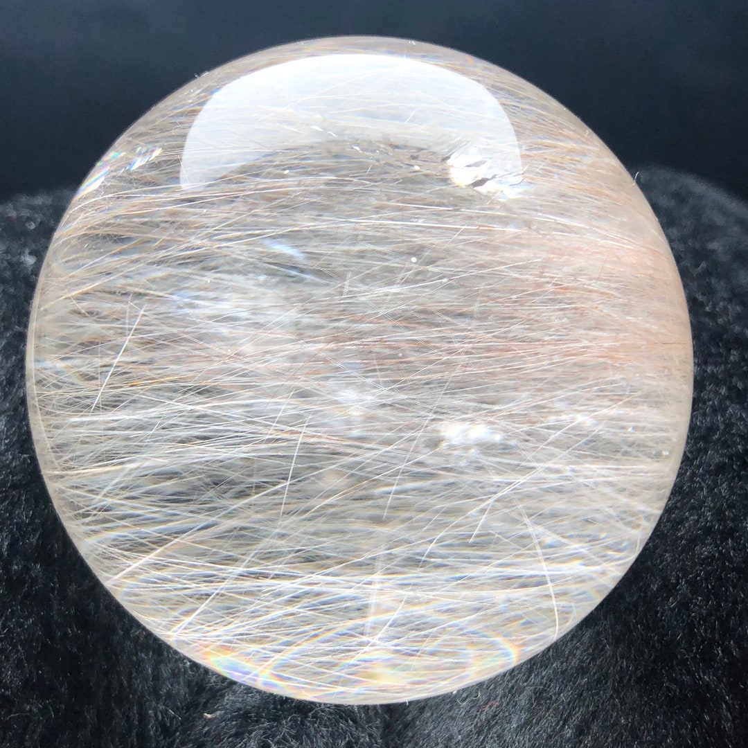 Premium 66mm White Red Rutilated Quartz Sphere, White Needle Crystal ...