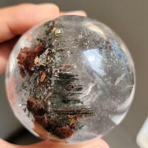 64mm Red Phantom Quartz Sphere, Red Garden Quartz Ball With Rainbow ...