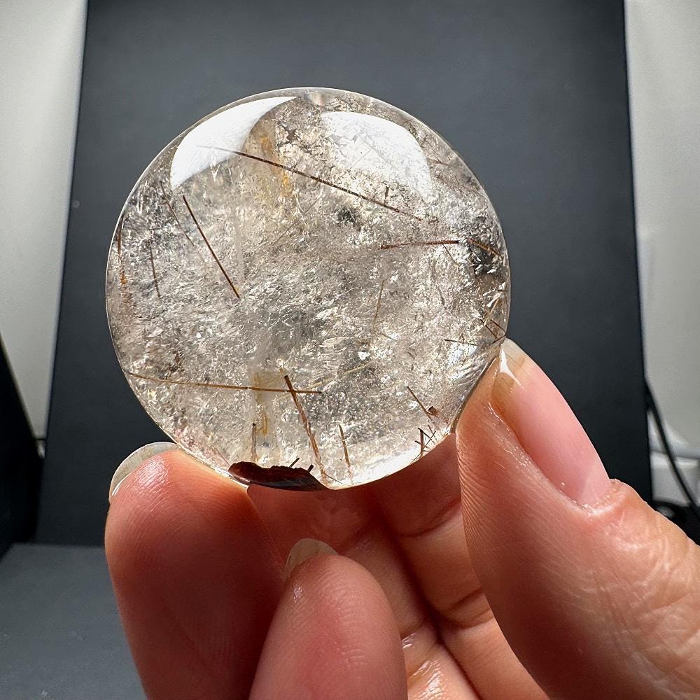 42mm Gold Rutilated Quartz Sphere, Gold Needle Crystal Ball, Quality ...