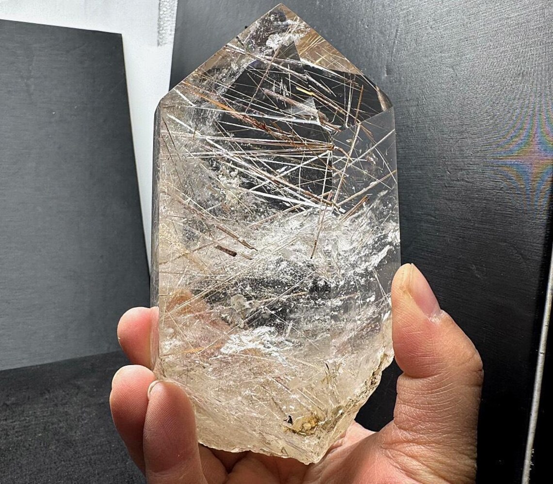 Gold Rutilated Tower, Rutile Crystal Tower/gold Needles Crystal Wand ...