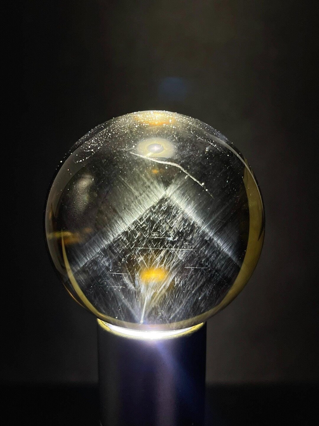 46mm Blue Angel Needle Citrine Crystal Sphere From Brazil, Pyramid ...