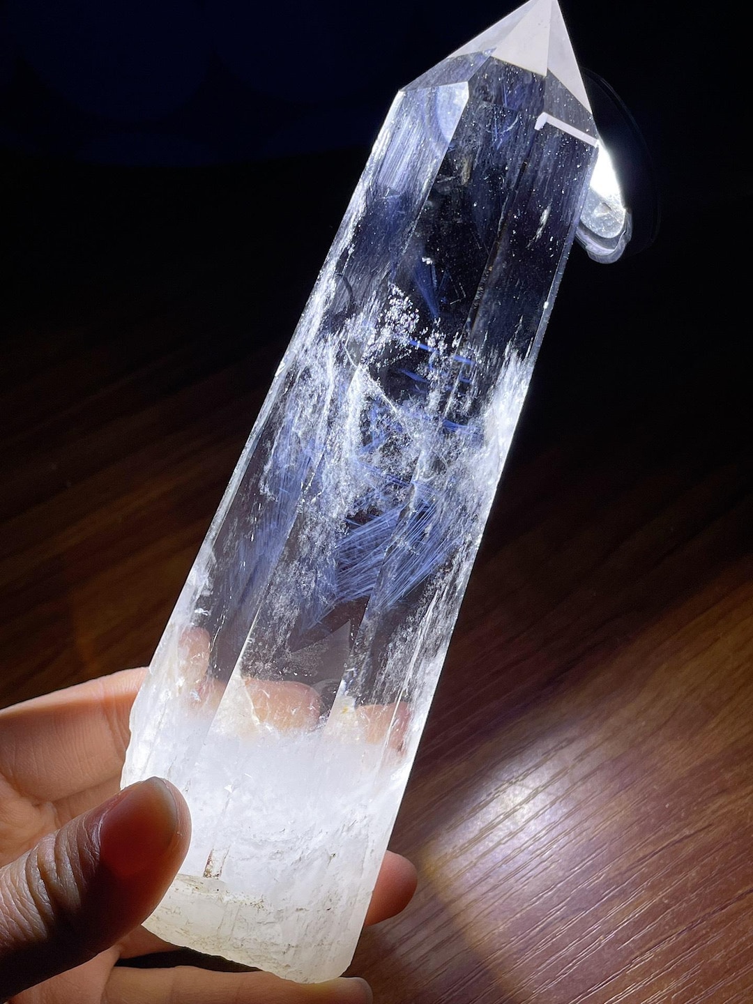 Beautiful Clear Quartz Tower With Blue Rutiles, Rainbow Blue Needle ...