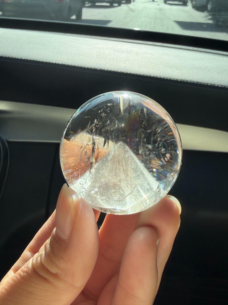 41mm White Phantom Inclusion Sphere, Clear Quartz, Pyramid Lodalite ...