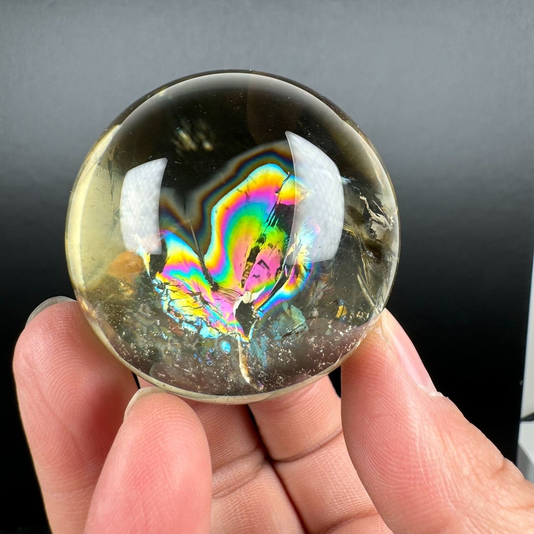 Beautiful 49mm Blue Angel Needle Citrine Crystal Sphere From Brazil ...