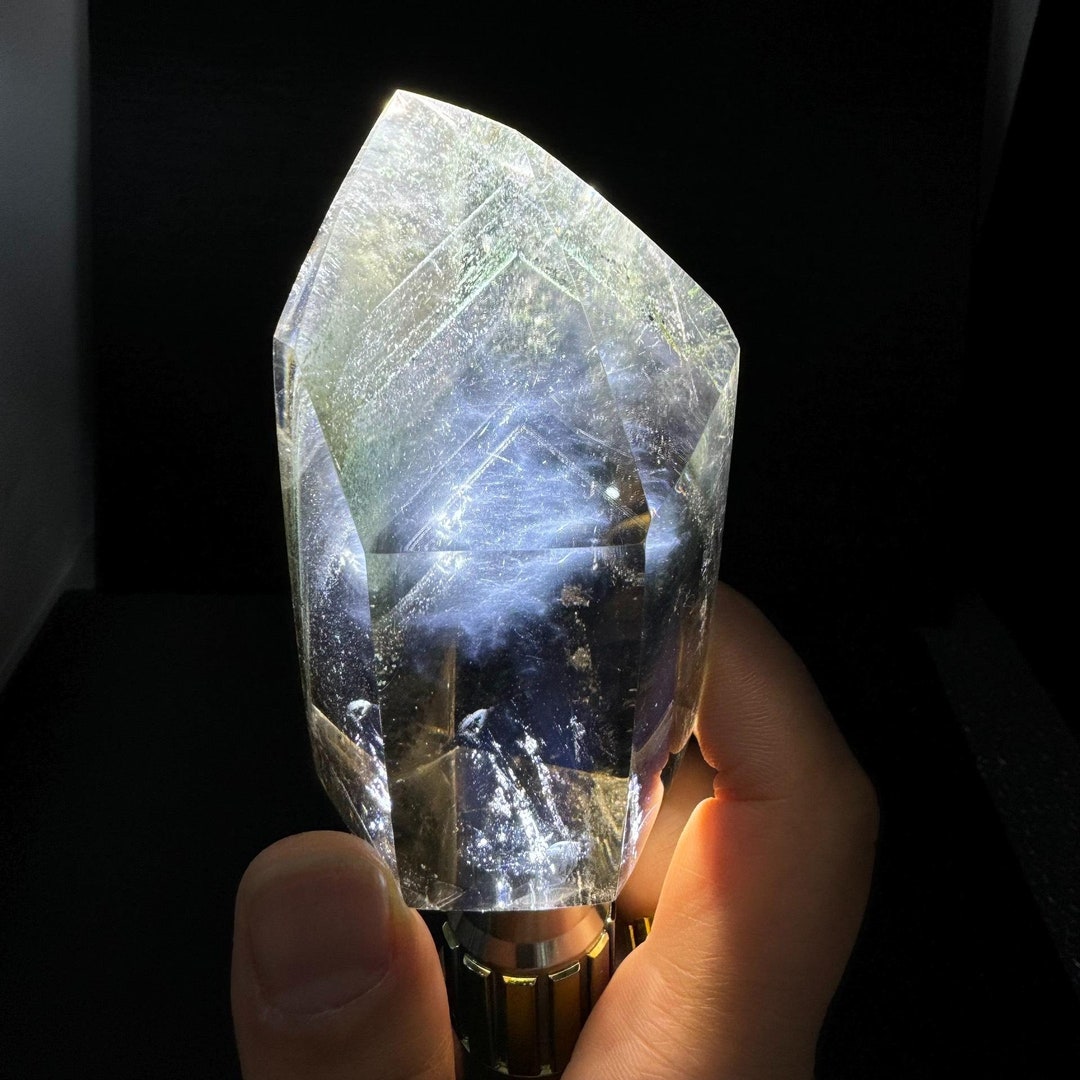 Rare Find Clear Quartz Freeform With Blue Rutiles and Green Phantom ...