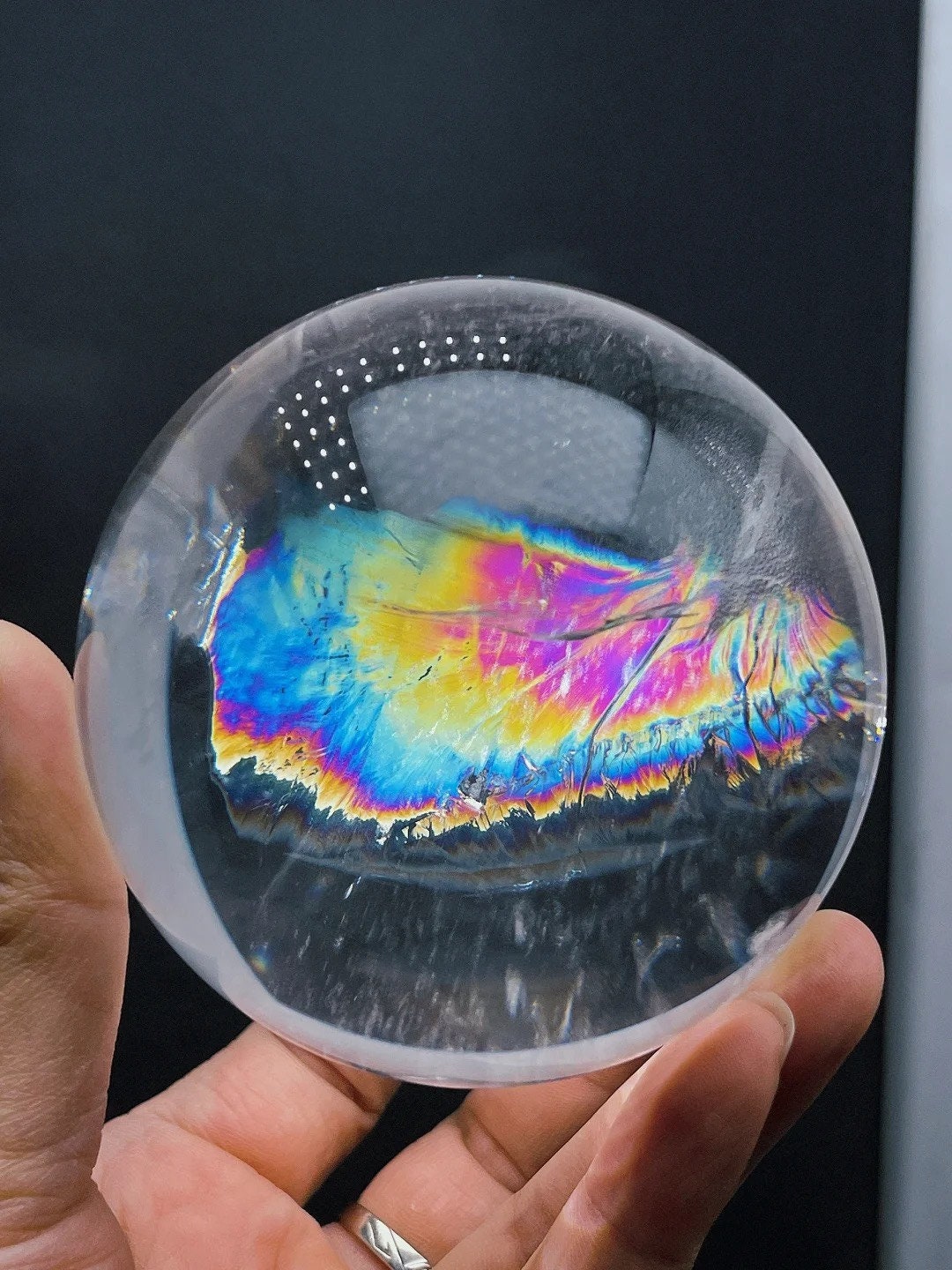 Beautiful 87mm Large Rainbow Clear Quartz Sphere, Natural Water Clear ...