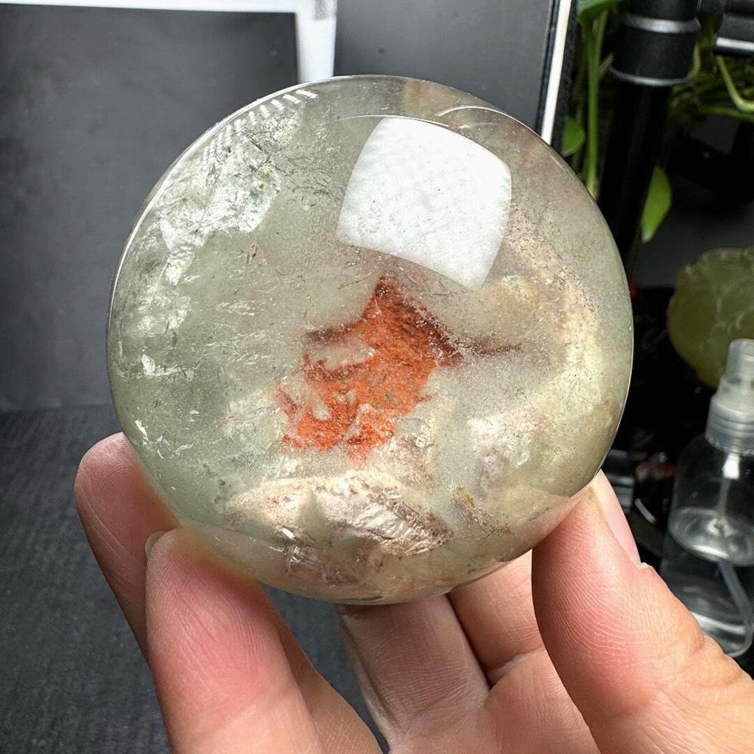 Beautilful 68mm Green Phantom Quartz Sphere, Garden Quartz Orb ...