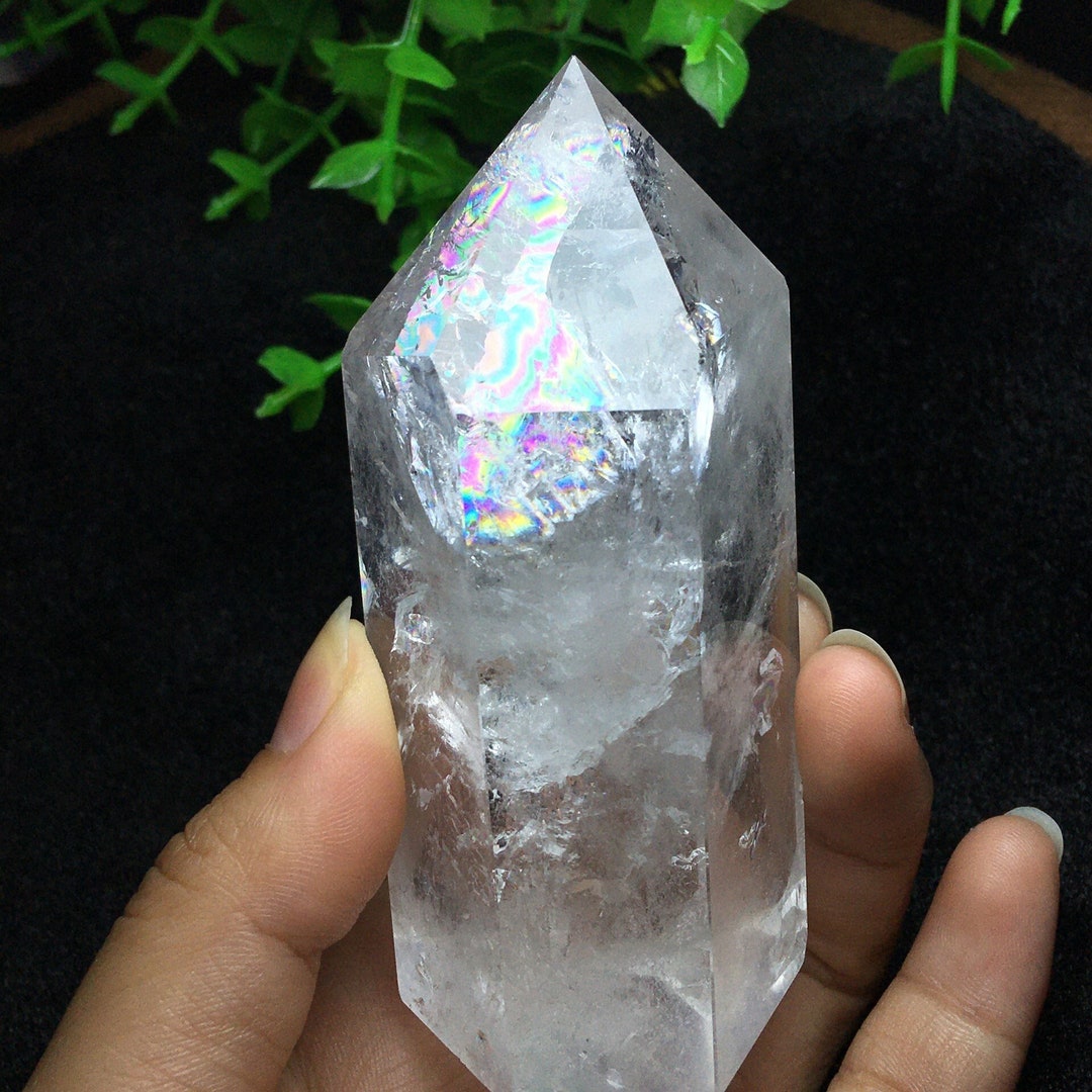 Natural Rainbow Clear Quartz Tower Point, Clear Quartz Wand With ...