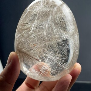 Silver Rutilated Quartz Clear Quartz Egg, Silver Needle Crystal ...
