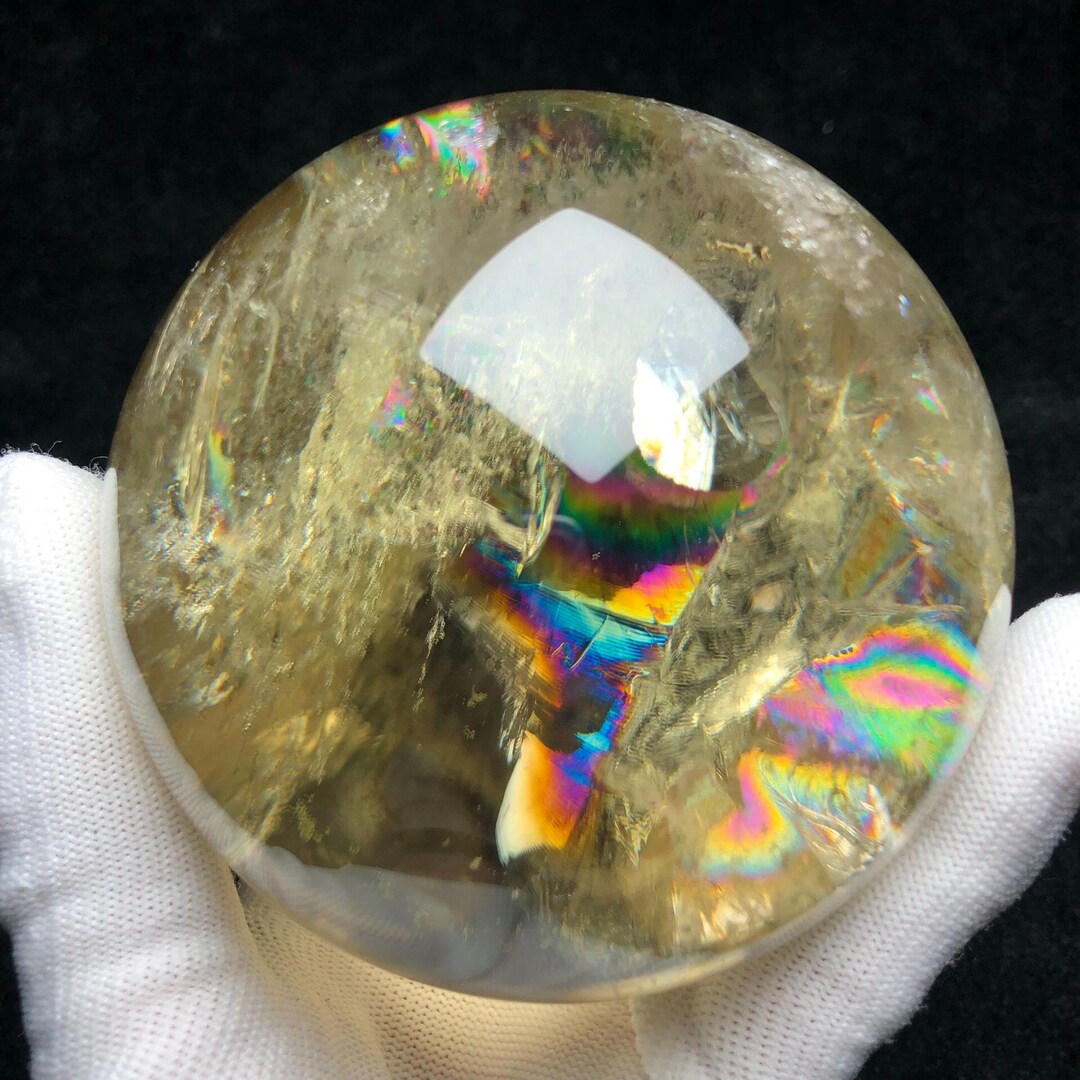 82.8mm Large Rainbow Citrine Quartz Sphere, Citrine Rainbow Crystal ...