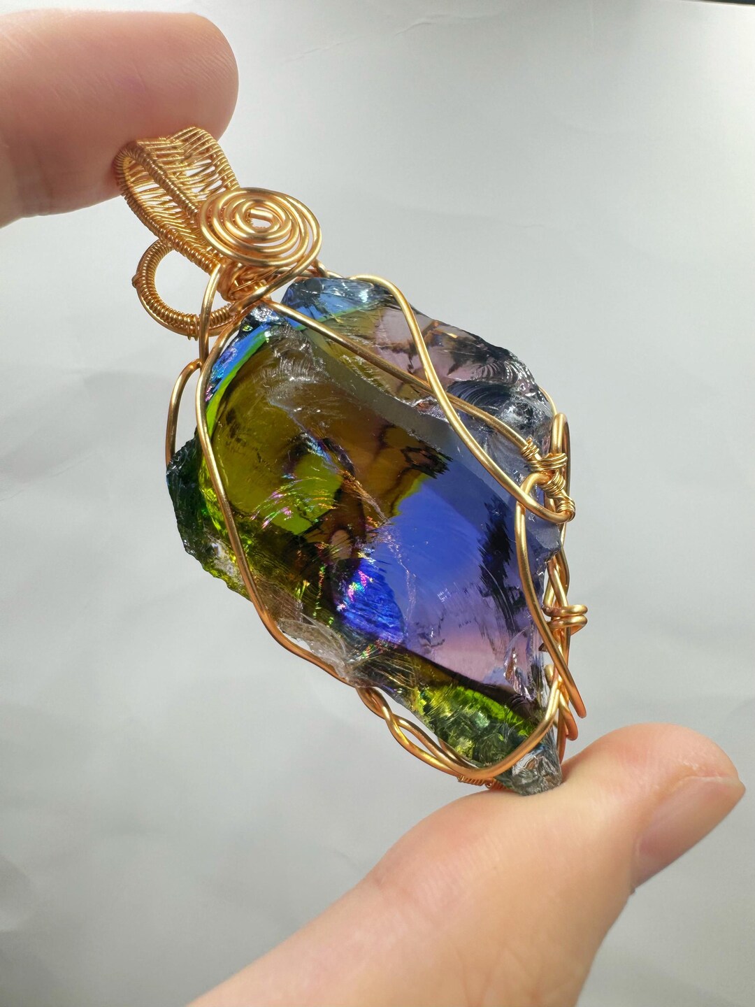 Rare Find Three-color Andara Pendant for Spiritual Guidance, 18k Wire ...