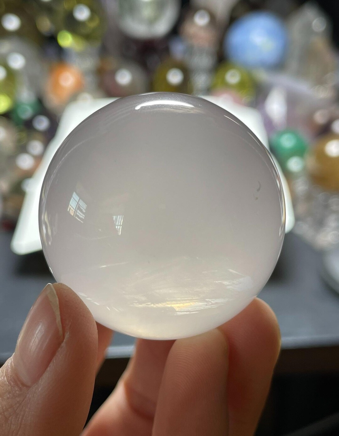 Beautiful 42mm Milky White Quartz Crystal Sphere, Clear Crystal Sphere ...