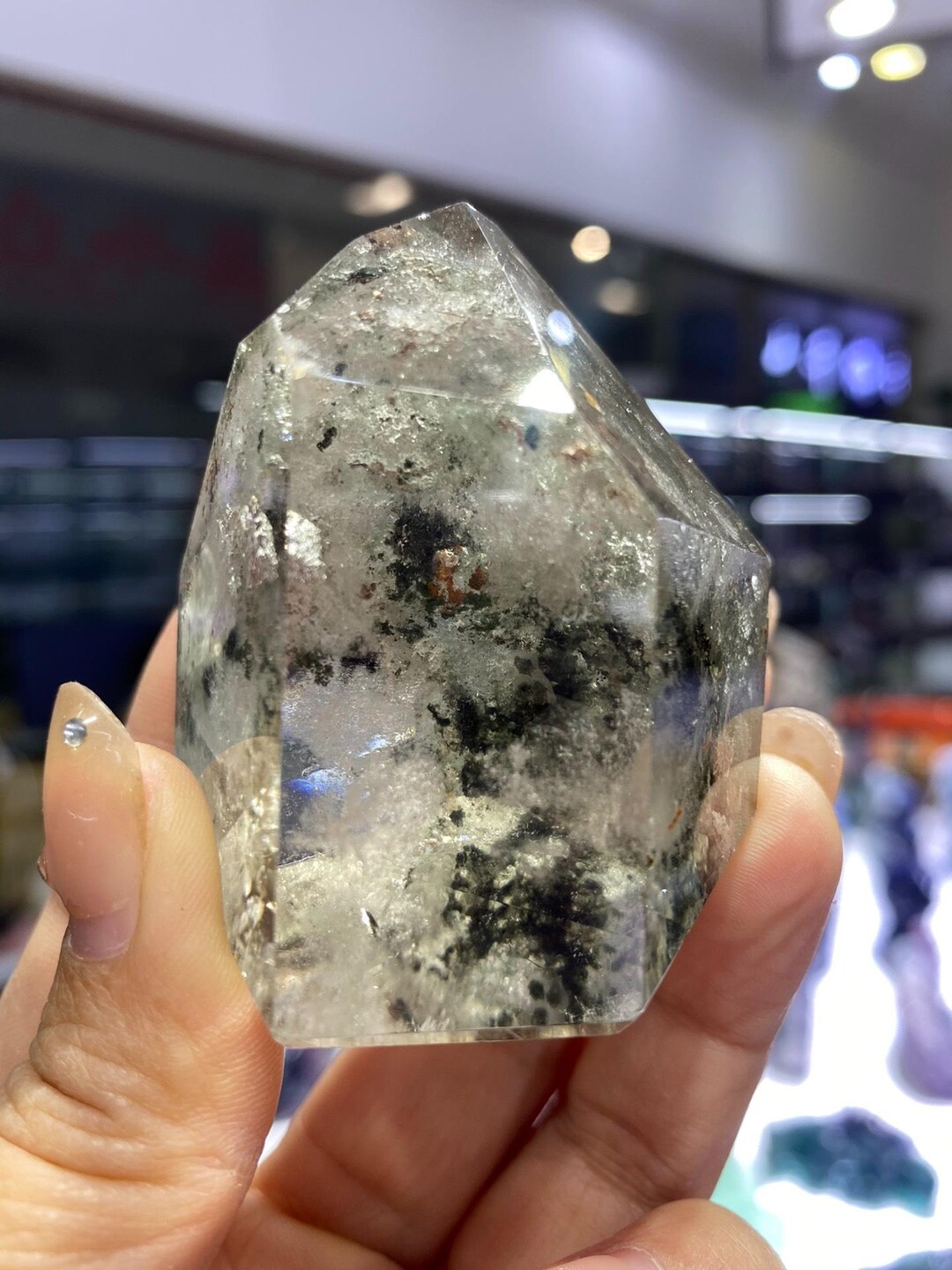 Beautiful All Seasons Phantom Quartz Obelisk, Green Garden Quartz ...