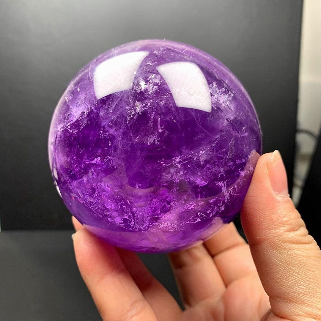 80mm Large Deep Purple Amethyst Sphere, Purple Amethyst Ball, Purple ...