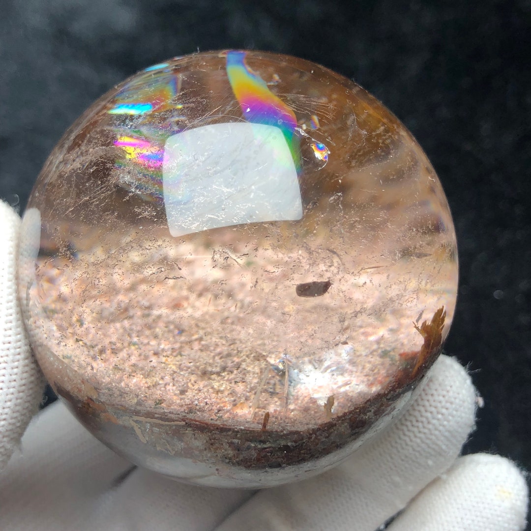 Beautiful 62mm Pink Phantom Quartz Phantom Quartz Sphere, Rainbow ...