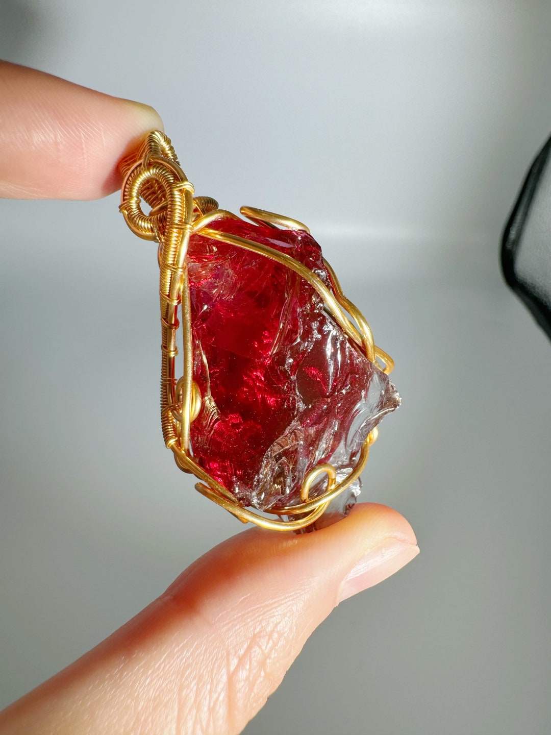 Beautilful Deep Red Andara Oracle Pendant for Spiritual Guidance, 18k ...