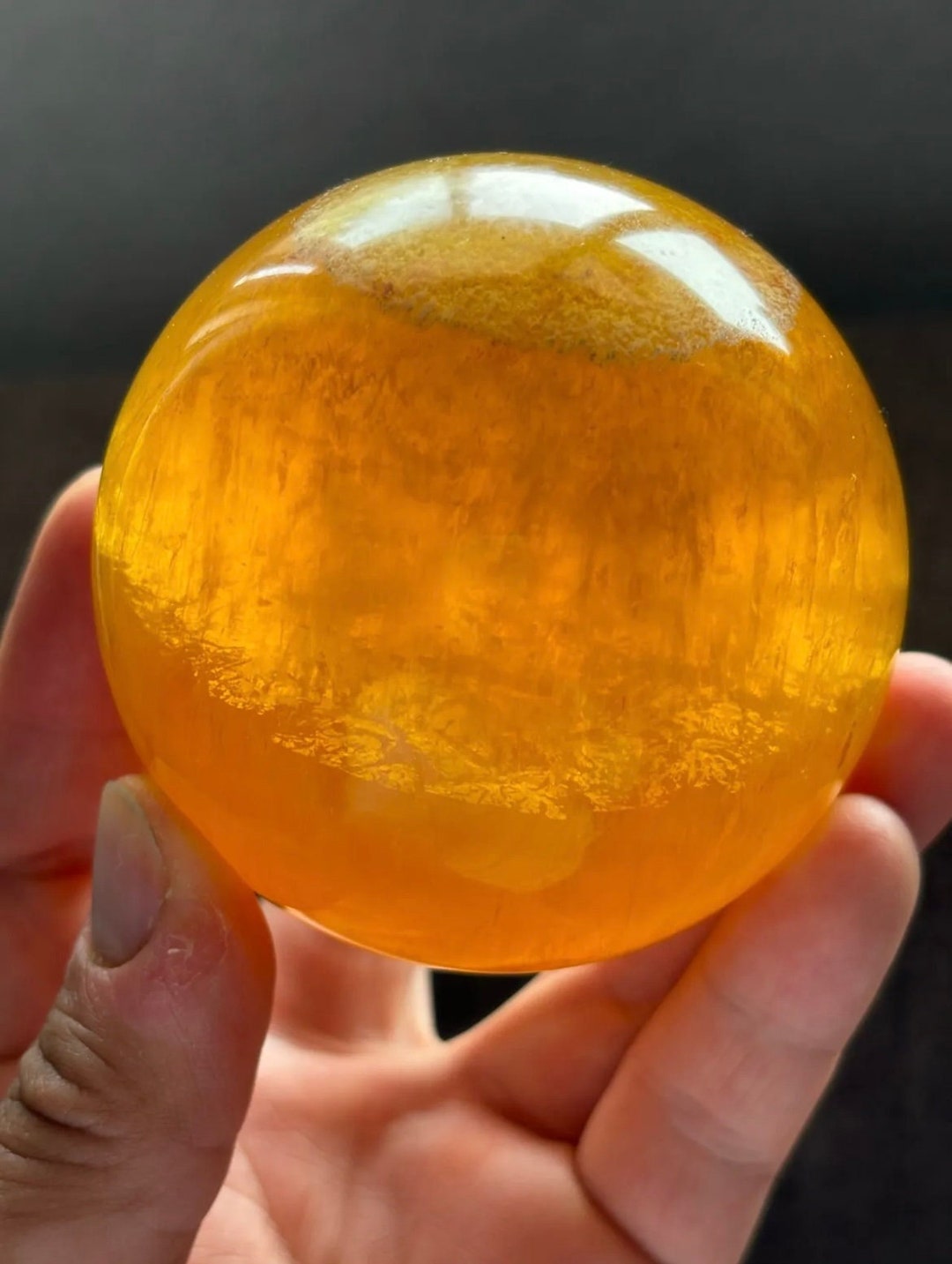Beautiful 78mm Yellow Fluorite Sphere, One of a Kind Crystal Sphere ...