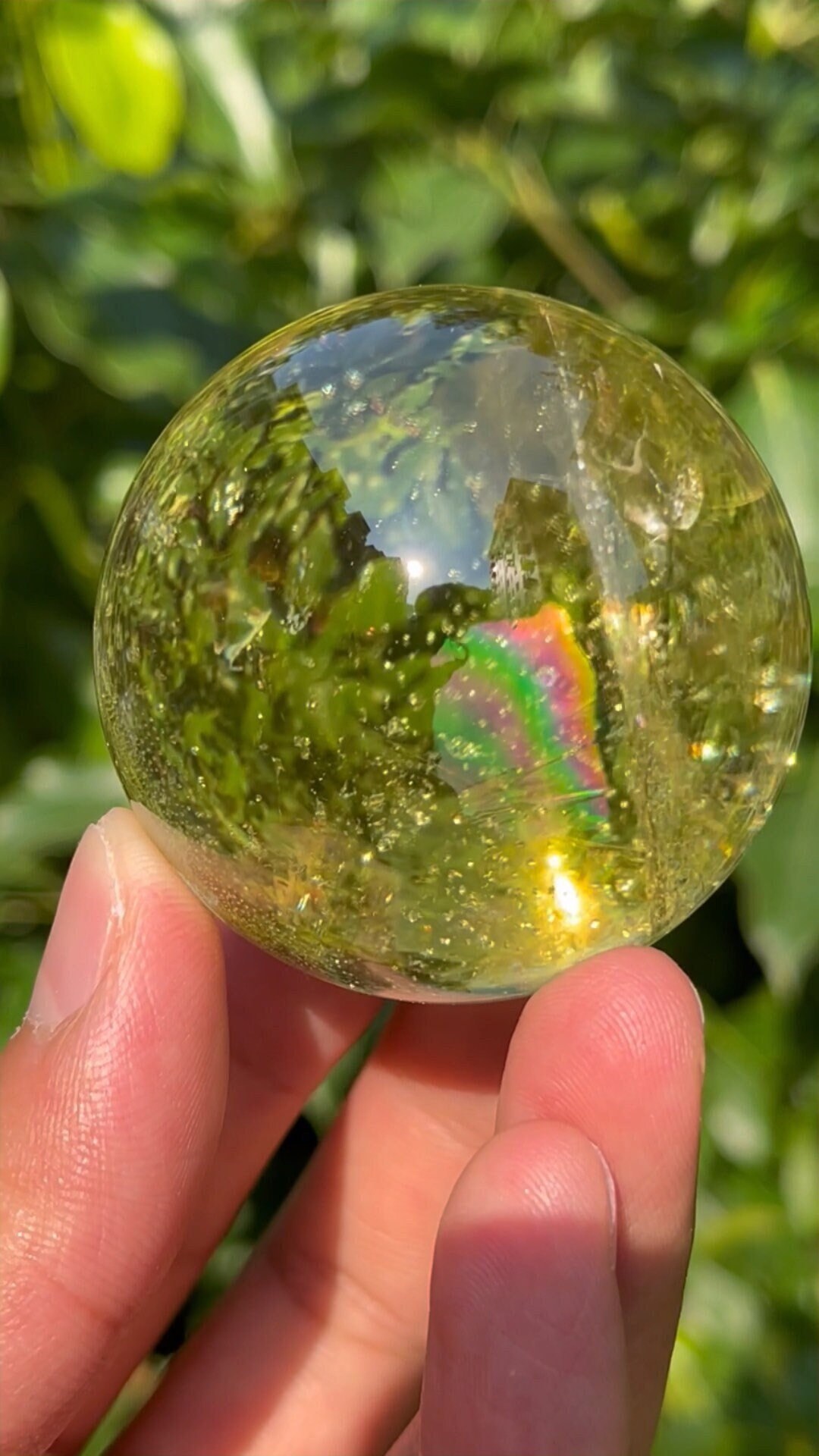 Beautiful 50mm Yellow Citrine Rainbow Crystal Sphere, Transparent ...