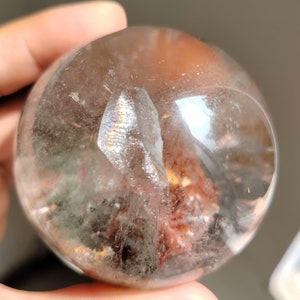 64mm Red Phantom Quartz Sphere, Red Garden Quartz Ball With Rainbow ...