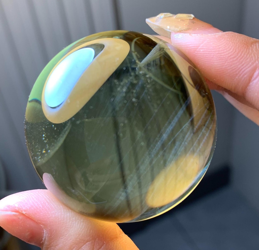45mm Blue Angel Needle Citrine Crystal Sphere From Brazil, Invisible ...