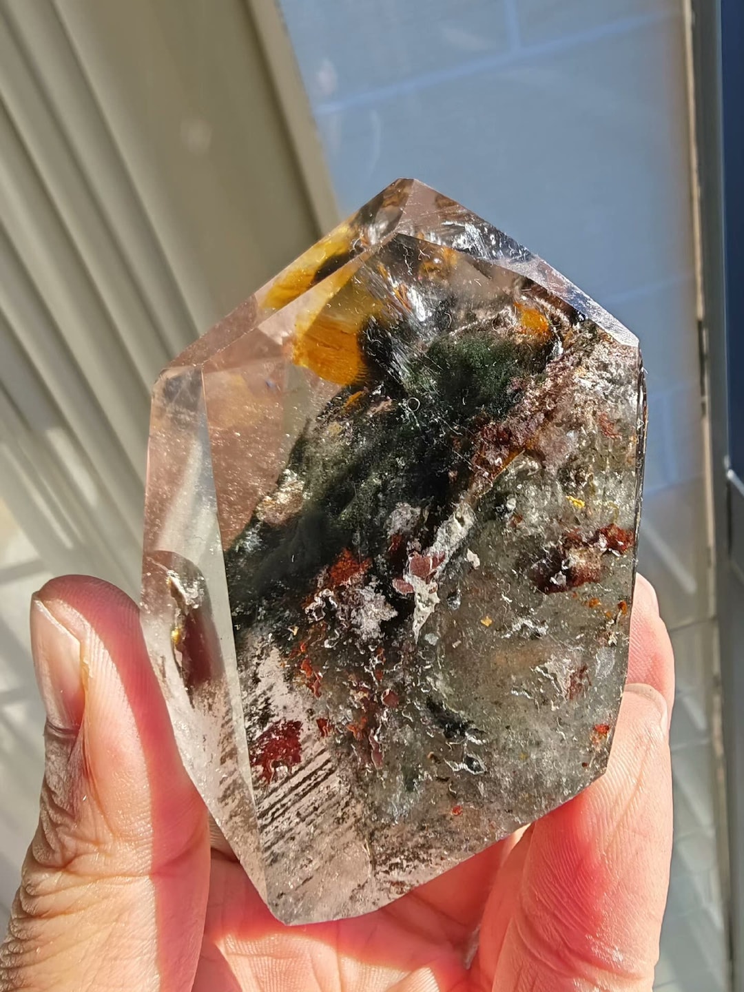 Beautiful All Seasons Phantom Quartz Obelisk, Garden Quartz Freeform ...